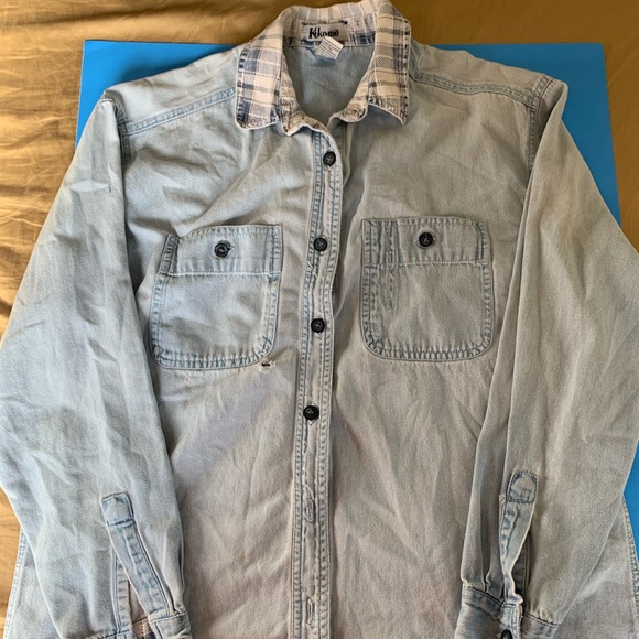 Tops | Vintage Denim Distressed Button Up | Poshmark